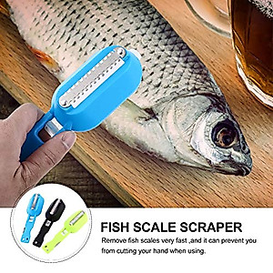 Cabilock Tile Tools 3pcs Fish Scaler Sawtooth Scarper Stainless Steel Fish Scales Cleaning Brush Fish Scales Skin Removing Peeling Gadget Seafood Processing Kitchen Tool (Random Color)