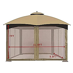 CoastShade Universal Replacement Canopy Mosquito Netting Screen Sidewalls Only for 10' x 12' Gazebo Canopy,Beige