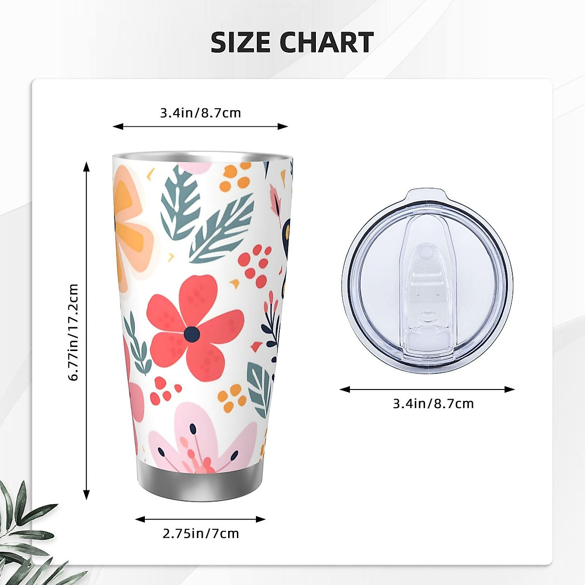 AYCZN Cute Daisy 20 OZ Tumbler Stainless Steel Travel Coffee Mug, Spring Flower Floral Insulated Water Bottle with Lid and 2 StrawsLeakproof Thermal Cup