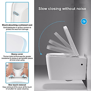 DFEDHF Square Toilet Seat Soft Close Toilet Seat Quick Release for Easy Cleaning, Loo Seat Top Fix Easy Installation with Adjustable Hinges White,03b (03b)