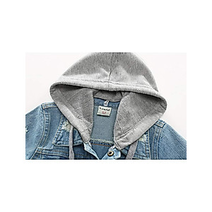 Abolai Baby Boys' Basic Denim Jacket Hoodie Button Down Jeans Jacket Top (5T(120#), Lightblue)