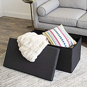 Humble Crew, Grey Coffee Table Storage Ottoman with Tray