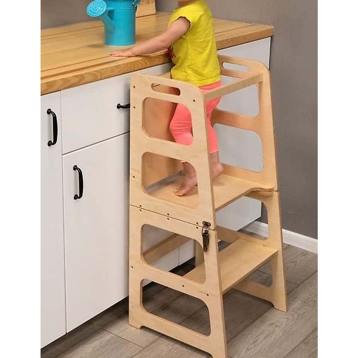 Montessori Learning/Helper Tower 3-in-1 Stool, Desk and Chalkboard. Easy to Assemble and Durable Construction for Long-Lasting use