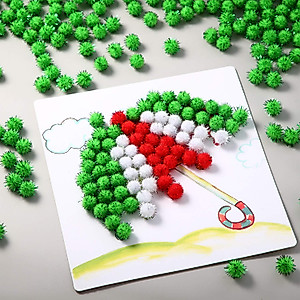 Shappy 500 Pieces Christmas Glitter Pompoms 1 Inch Fuzzy Pom Poms Arts Crafts Making Balls for Hobby Supplies Craft DIY Party Decoration (White)