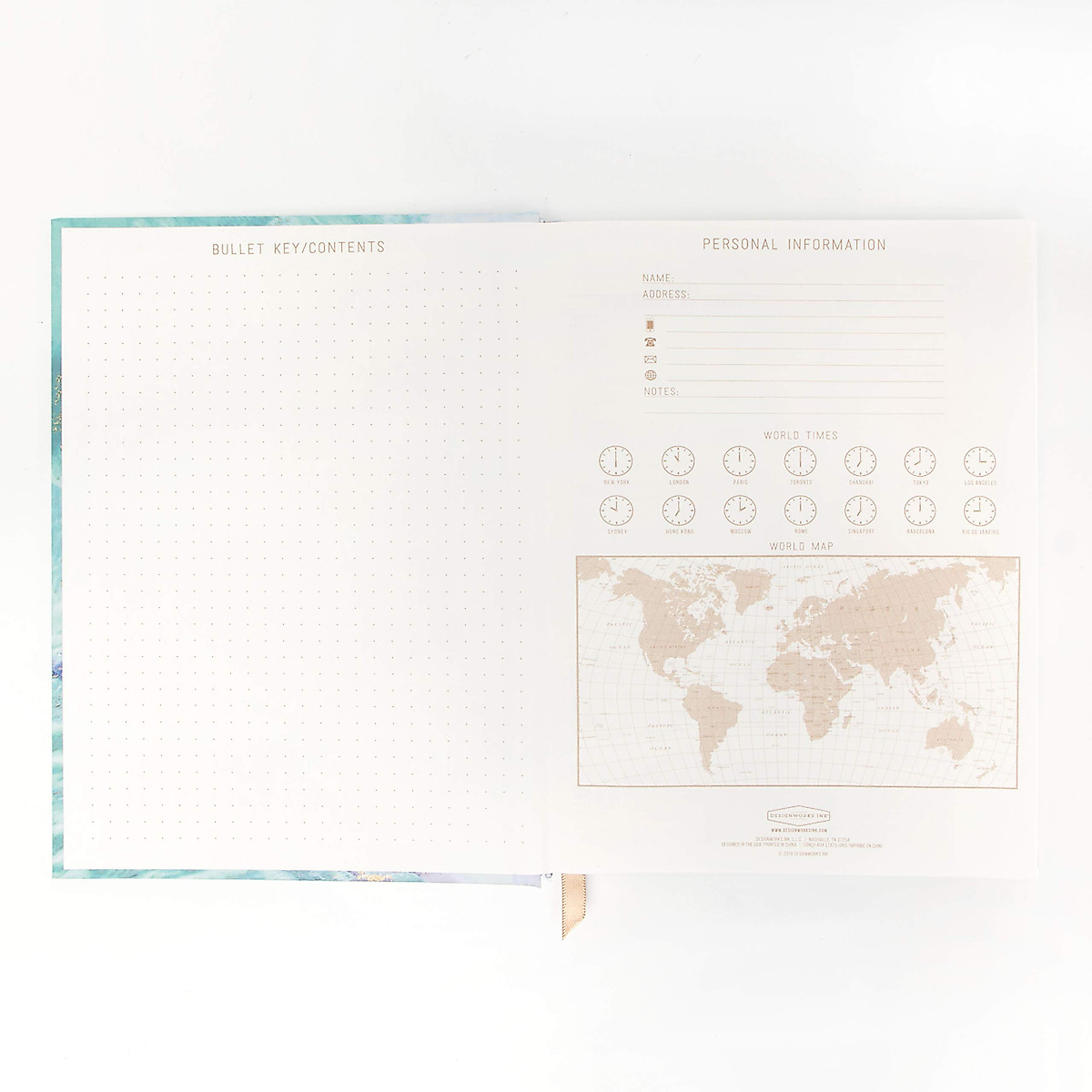 DesignWorks Ink Sueded Paper Journal Notebook with 160 Lined Pages, Ribbon Bookmark, and Storage Pocket for Work, Writing, Journaling, 5.75" x 8.125" -Teal Marbled