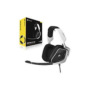 Corsair Void Elite RGB USB Gaming Headset (7.1 Surround Sound, Optimised Omnidirection Microphone, Customisable RGB Lighting, Microfibre Mesh Fabric Earpads, Aluminium Construction) - White