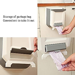 Hanging Kitchen Trash Can,Small Foldable Hanging Trash in Kitchen,Collapsible Waste Bin Trash for Cabinet/Car/Bathroom/Bedroom Trash Can Small, 2.2 Gallon,Gray