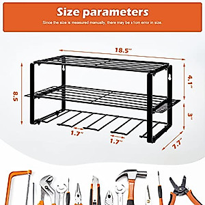Homde Power Tool Organizer Holder Wall Mount Garage Tool Organizers and Storage, Heavy Duty Tool Shelf Rack Utility Storage Rack, Black