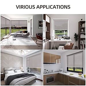 WEFFORT Motorized Shades 50% Blackout Smart Blinds Work with HomeKit Alexa Google Home Electric Blinds with Remote Control for Windows Shade for Smart Home, PVC FREE SUNSCREEN Stone