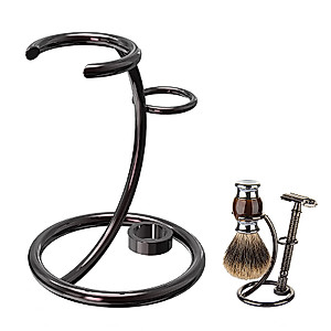 Linkidea Shower Shaving Brush Stand, Stainless Steel Safety Razor Holder, Comaptible with Vikings Blade Chieftain, Emperor Augustus Razor (Brushed Nickel)