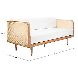 SAFAVIEH Couture Helena French Mid-Century Natural and Beige Rattan Daybed