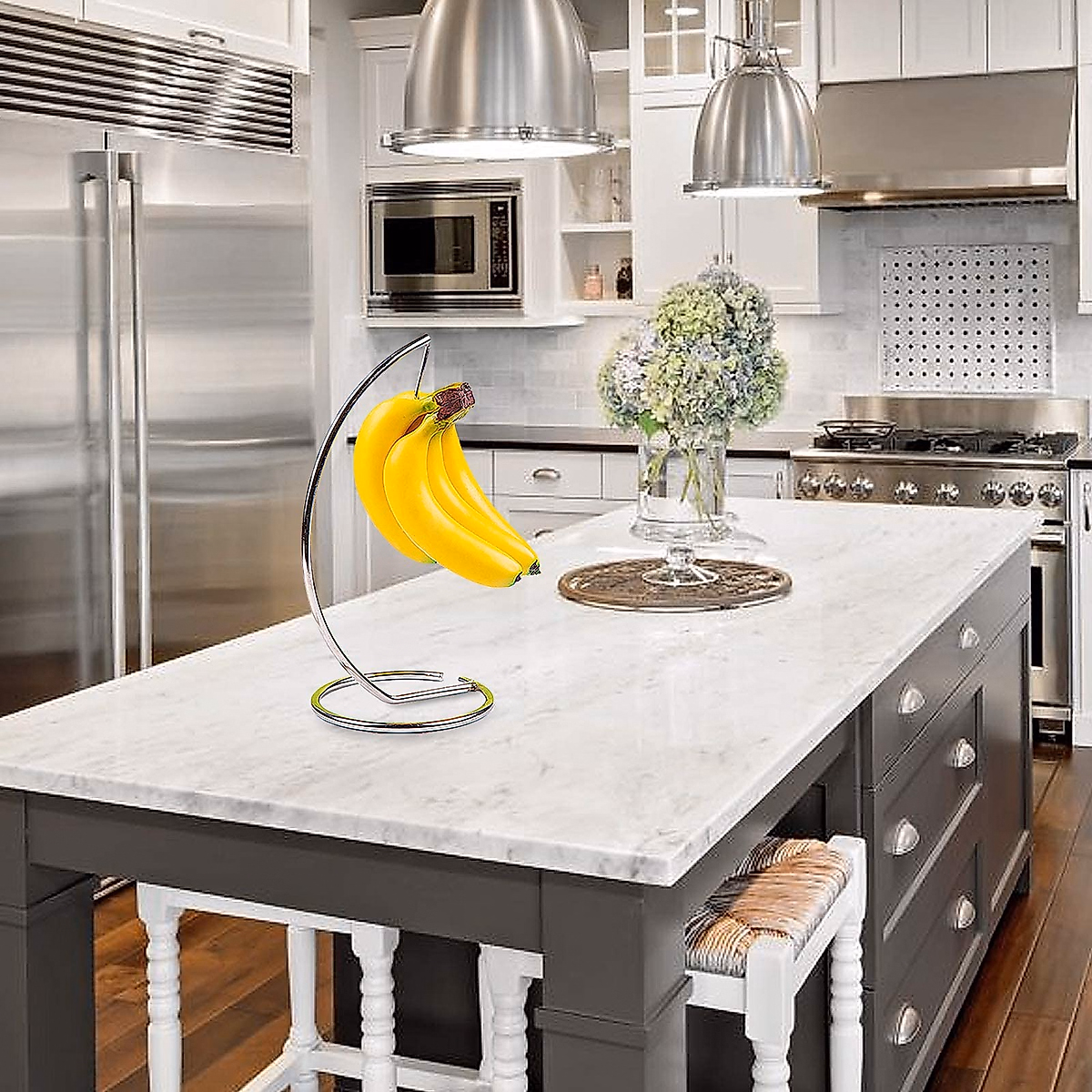 Banana Tree Hanger, Stainless Steel Banana Hanging Bracket Wire Banana Tree Stand,Fruit Bowl For Kitchen Counter, Keep All Your Bananas Fresh