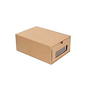 AVEO Shoe Rack Transparent Cowhide Paper Box Thickened Kraft Cardboard Box Transparent Drawer Shoebox Receptacle Box Paper Storage Shoe Cabinet (Color : A)