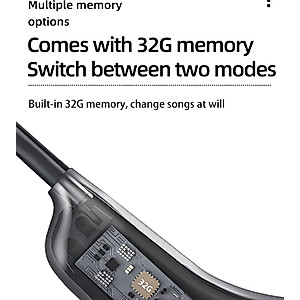 Neckband Bluetooth Earphone Bluetooth Headphones Secure Fit Surround Sound Wireless Open-Ear Headphones 32G Memory for Sports (Red)