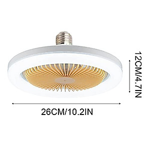 Modern Ceiling Fan with Lights, 10 inches Enclosed Bladeless Ceiling Fan with Remote Control, Flush Mount Low Profile LED Ceiling Fan Light with 3 Colors Dimmable, Smart Timer, Suitable for E27 Base