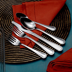 Casalinda Tabletop Grand Terrace 20 Piece Silverware Set Service for 4 Stainless Steel - Dinner Fork, Dinner Knife, Dinner Spoon, Teaspoon, Salad Fork
