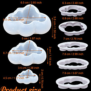 13 Pieces Cloud Shape Mold Set 10 Pieces Cloud Cookie Cutters and 3 Pieces 3D Cloud Silicone Molds for DIY Candy Chocolate Cookie Fondant Cake Gum Paste Soap and Polymer Clay Decor
