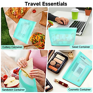 FIRAWER Reusable Silicone Food Storage Containers Bags, Dishwasher Safe, BPA Free, 8oz, Green, 2 Pack