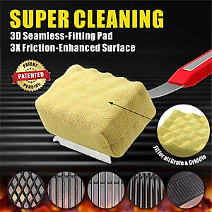 GRILLART Grill Brush Bristle Free. SteamWizards BBQ Replaceable Cleaning Head, Unique Seamless-Fit Scraper Tool for Cast Iron/Stainless-Steel Grates, Safe Barbecue Grill Cleaner-Red