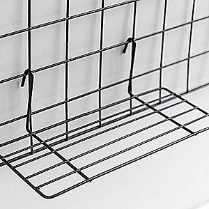GBYAN Wire Wall Grid with Baskets Black Photo Grid Metal Wall Organizer for Wall Decoration, Picture Display, Memo Board