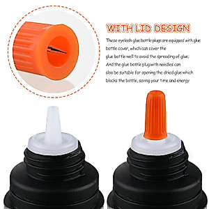 104 Pieces Eyelash Glue Replacement Eyelash Glue Bottle Nozzle Caps False Lash Grafting Adhesive Glue Bottle Plug Mouth Tips Glue Bottle Pins Blocking Needle for Home Salon Eyelash Extensions Tools