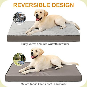 KSIIA Orthopedic Crate Bed - Plush Washable Dog Bed with Egg Crate Foam and Removable Cover, 35 x 22 Inch, Gray