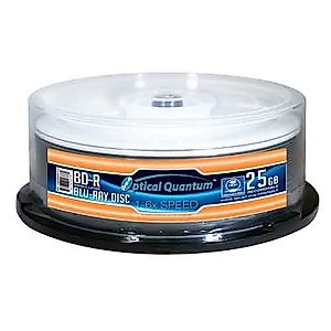 Optical Quantum OQBDR06WIP-H-25 25 Pack 6X 25GB BD-R Blu-ray Blank Disc White Inkjet Hub Printable