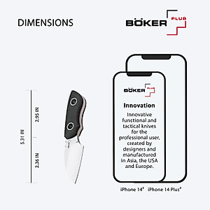 Boker Plus Prymini Pro Fixed Blade EDC Knife with Kydex Sheath - Designed by Jesper Voxnæs