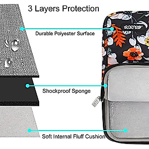 MOSISO Laptop Sleeve Compatible with MacBook Air/Pro, 13-13.3 inch Notebook, Compatible with MacBook Pro 14 inch 2023-2021 A2779 M2 A2442 M1, Garden Flowers Polyester Vertical Bag with Pocket, Black