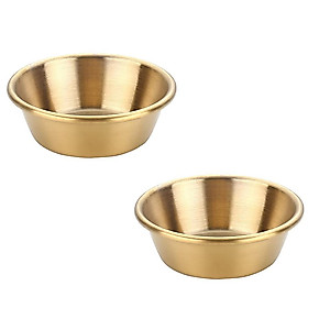 JINJIASUYISU 2Pcs Stainless Steel Sauce Dishes Dip Bowls Seasoning Dishes Sauce Bowl Stainless Steel Golden Dip Bowls Serving Dishes Set For Serving Sushi Sauces And Other Sauces And Seasonings