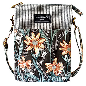 LassZone Womens Small Crossbody Bag Cell phone Bag Floral Pattern Ladies Small Handbag Wallet 5 Pockets Shoulder Bag Messenger Bags