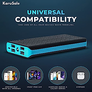 KaruSale 4 USB 50000mAh Power Bank LED External Backup Battery Charger F Phone (Blue)
