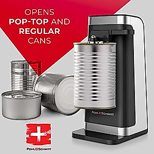POHL SCHMITT Electric Can Opener, Knife Sharpener and Bottle Opener, Easy Push Down Lever, Black