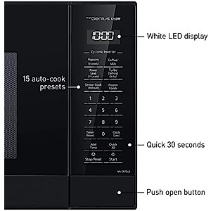 Panasonic NN-SN75LB 1.6 cu.ft Cyclonic Inverter Countertop Microwave Oven 1250Watt Power with Genius Sensor Cooking, cft, Black