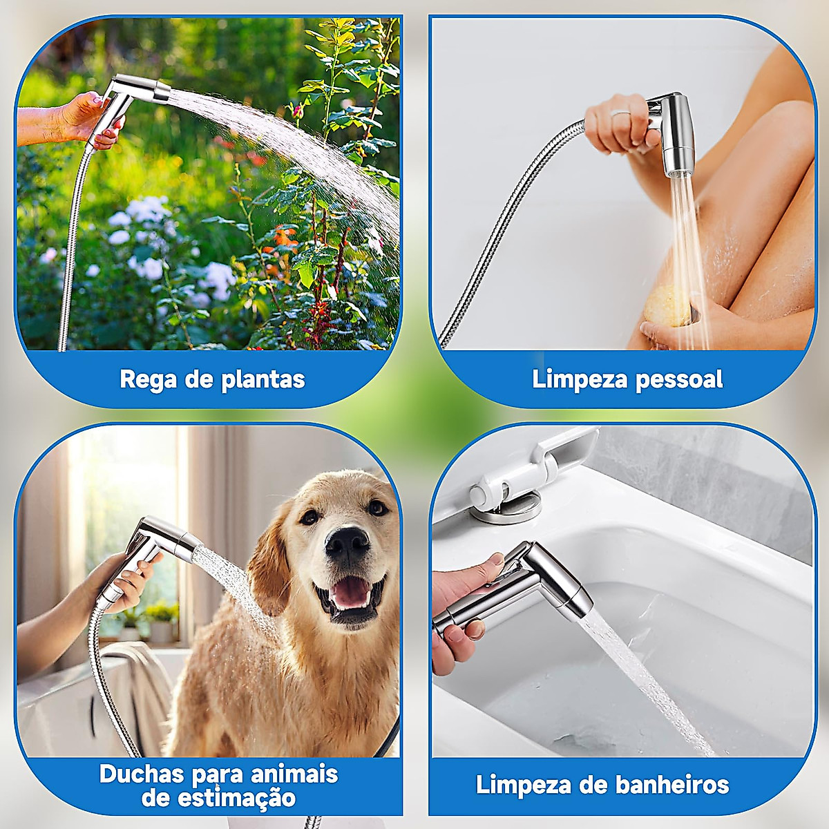 SAMODRA Bidet Faucets, Handheld Bidet Sprayer for Toilet with Switching Between Two Rinsing Modes and Adjustable Water Pressure Easy to Install and Use (Chrome Silver)