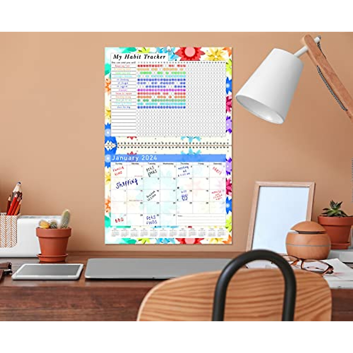 2024 Monthly Desktop/Wall Calendar/Planner - Habit Tracker - Daily, Weekly & Monthly Goal Motivational Habit Tracking Journal Inspirational - (Edition #01)