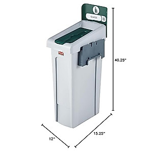 Rubbermaid Commercial Products Slim Jim Recycling Station 1-Stream Compost Bin/Can/Kit/Station, 23 GAL, for Kitchens/Classrooms/Offices/Back of House/Higher Education/Commercial Facilities