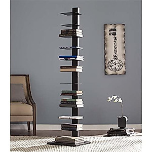 SEI Furniture 12 shelf Metal Spine Book Tower, Black