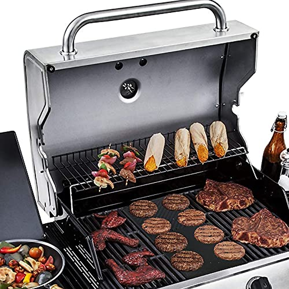 Uniflasy Grill Parts for Charbroil Advantage 463343015, 463344015, 463344116, Kenmore, Broil King Gas Grills G467-0002-W1 Grates and Griddle Replacement, 16 15/16" Cast Iron Cooking Grids, 3-Pack