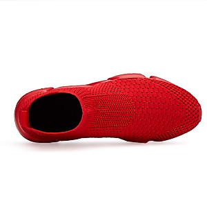 Hetios Kids Tennis School Slip-on Soft Knit Sock Shoes Athletic Comfortable Fashion Boys Girls Running Shoes Outdoor Red Little Kid 2 M US