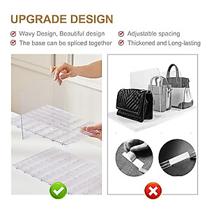 Upgraded Wavy Purse Storage Organizer, Adjustable Shelf Dividers for Closet Organization, 8PCS, Clear Shelf Dividers and Separators for Handbags, Bookshelf, Pocketbook, Wood Shelves, Bedroom & Kitchen