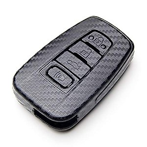 TANGSEN Smart Key Fob Case Compatible with Toyota Avalon Camry Corolla Hatchback C-HR Prius Prime RAV4 2 3 4 Button Keyless Entry Remote Personalized Protective Cover Plastic 3D Carbon Fiber Emboss