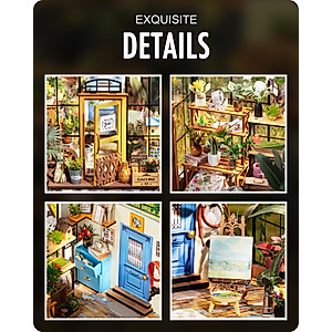 Rolife DIY Miniature House Kit Greenhouse, Tiny for Adults to Build, Mini House Making Kit with Furnitures, Halloween/Christmas Decorations/Gifts for Family and Friends (Cathy's Greenhouse)