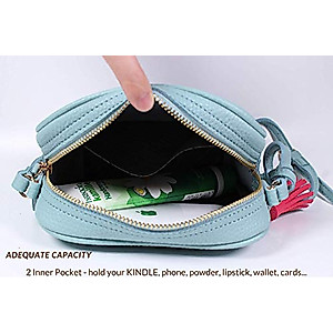 Lightweight Small Crossbody Purse Bag Leather with Tassel for Girls Women with Adjustable Straps Design in Italy (Sky Blue)