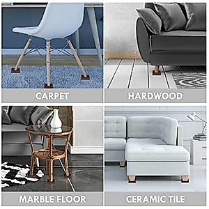 VOCOMO 3X3 Rubber Caster Cups, Non Slip Furniture Pads, Anti-Slip Gripper, Anti Skid Furniture Feet, Anti Slide Floor Protector for Bed Couch Stoppers (Brown, 4 Pack)