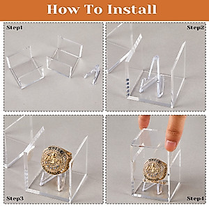 2 Sets Championship Ring Display Case Clear Acrylic Display Case Mini Acrylic Easel Stands Challenge Coin Holder Acrylic Stands for Display Box and Stand Holder UV Ring Holder (1.77x1.77x1.77 Inch)