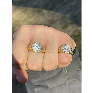 Iced CZ Nugget Ring - Men's 14k Gold Over Real 925 Sterling Silver Ring - Micropave Baguette Ring - Pinky Or Any Other Finger Ring (11)