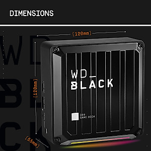 WD_BLACK 2TB D50 Game Dock NVMe SSD Solid State Drive, RGB with Thunderbolt 3 Connectivity, Up to 3,000 MB/s - WDBA3U0020BBK-NESN