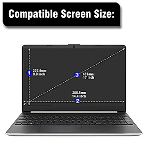 17 inch Tempered Glass Laptop Screen Protector for 17" HP/Dell/ASUS/Sony/Samsung/Lenovo/Acer/MSI/LG/Razer Blade 17" 16:10 Laptop, 9H Hardness, Anti Fingerprint, Bubble Free