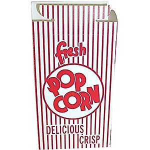 Dixie Close-Top Movie Theater Popcorn Box by GP PRO (Georgia-Pacific), 2E, Red Striped, 2" Width, 4.38" Length, 7" Height, (Case of 500)